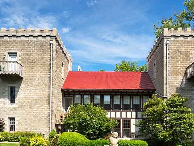Stone towers rising from Ohio forest like a medieval fever dream that somehow became your weekend plans.