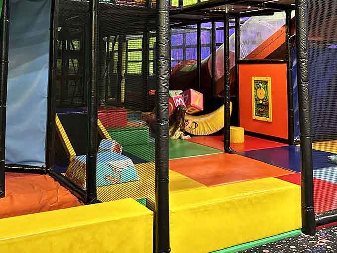 Tunnels, slides, and pure chaos. This colorful playground structure is every kid's personal Mount Everest.