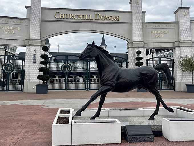 That bronze horse out front isn't just decoration; it's a bold promise of everything waiting inside Churchill Downs.