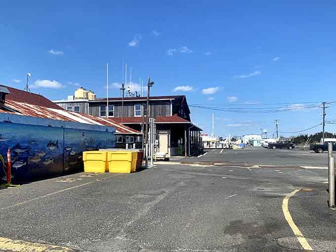 The main drag of Viking Village looks like a working waterfront should: weathered, authentic, and completely unpretentious.