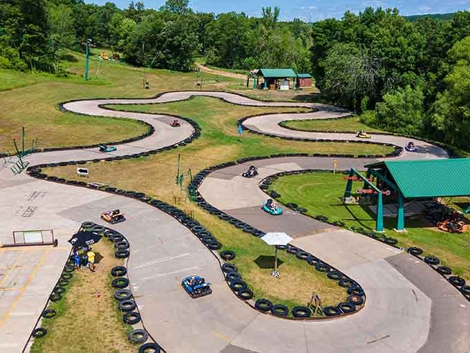 The go-kart track sprawls across the landscape like a racing fan's fever dream come to life in rural Minnesota.
