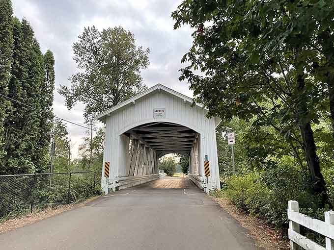 That white wooden entrance isn't just a bridge, it's an invitation to slow down and breathe.