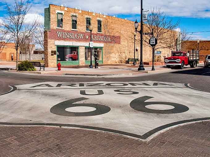 Route 66 runs right through downtown Winslow, where charming historic buildings and sunny skies make every stroll feel like an adventure!