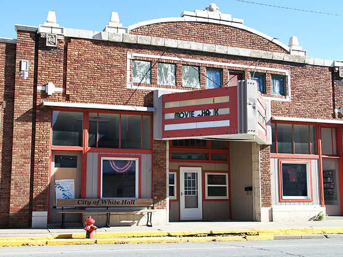 The Movie House building in White Hall stands proud, a red-and-brick reminder that small towns knew how to do things right.