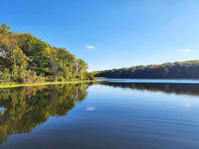 Mirror, mirror on the lake, this glassy reflection at Lake Le-Aqua-Na might just be Illinois' best-kept secret.
