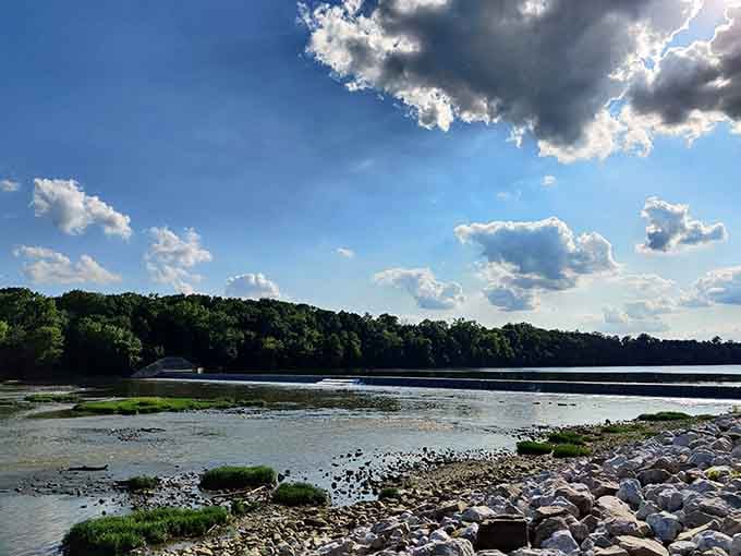The Maumee River doesn't just flow here, it puts on a whole show with clouds as backup dancers.