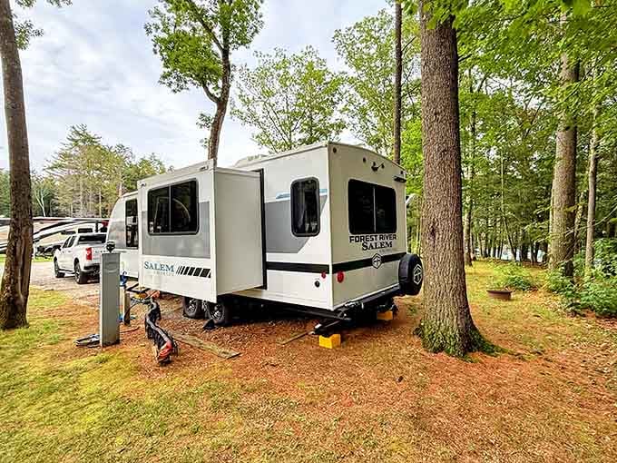 Your home away from home awaits, tucked beneath towering pines that have seen a few good summers.