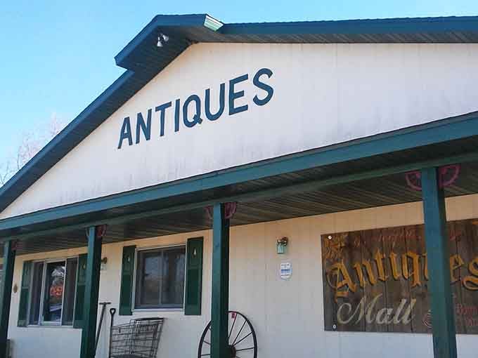 That "ANTIQUES" sign isn't subtle, and honestly, it doesn't need to be. Treasure awaits inside.