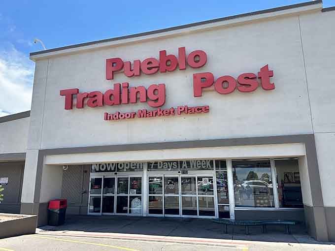 Sunshine illuminates the entrance to bargain paradise, where walking through those doors means your wallet finally catches a break.