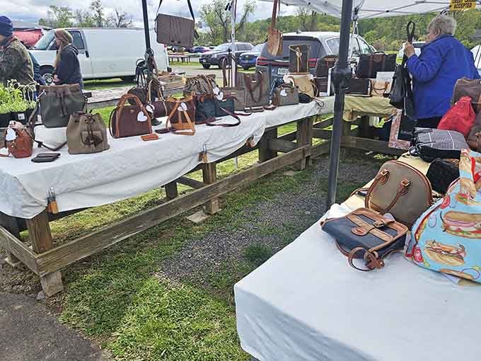 Rows of leather bags at Rice's Market prove that treasure hunting is alive and well in Pennsylvania.