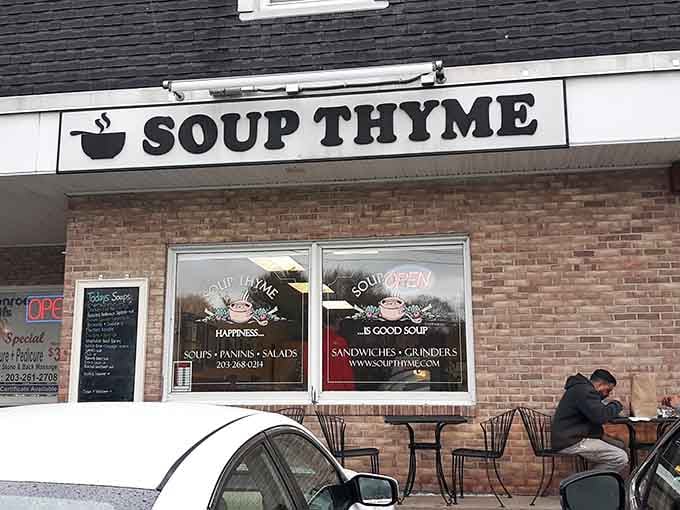 That bold black sign isn't just a name, it's a promise that Monroe, Connecticut is hiding something seriously delicious.