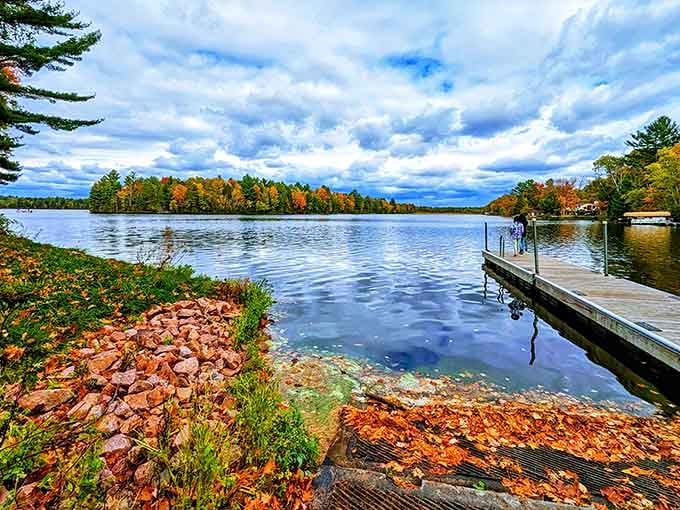 Fall's greatest hits album plays out in brilliant color across the water at Council Grounds State Park.