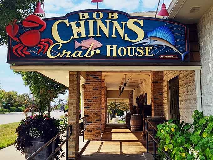 That cheerful crab on the sign isn't just decoration. It's a promise Bob Chinn's has been keeping for decades.