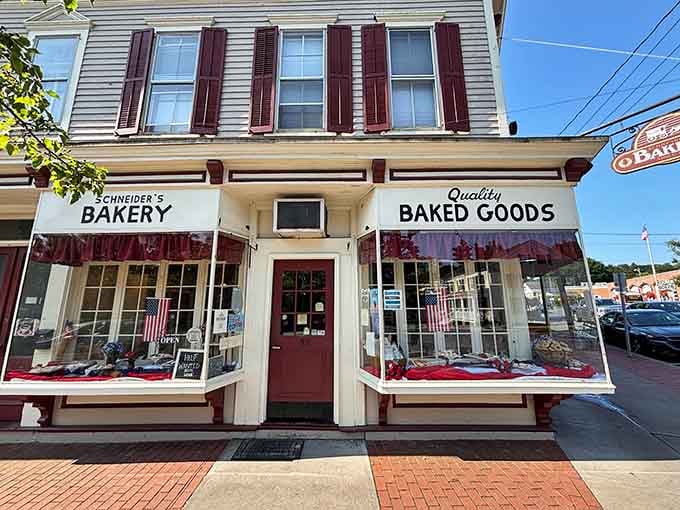 A corner bakery that's been anchoring this Cooperstown block since 1887, looking as welcoming as ever.