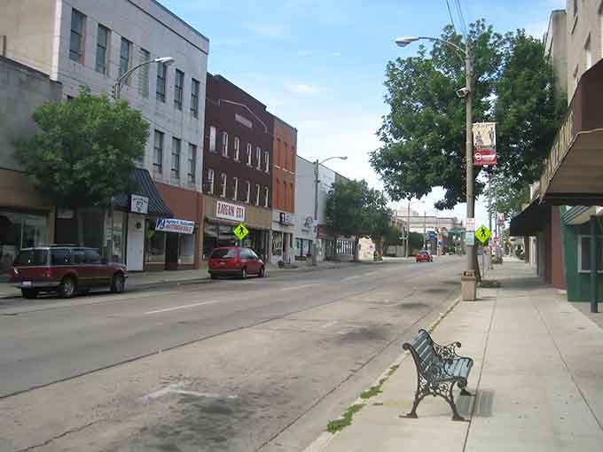 Downtown Freeport stretches out like a Norman Rockwell painting, complete with that perfect sidewalk bench for people-watching.