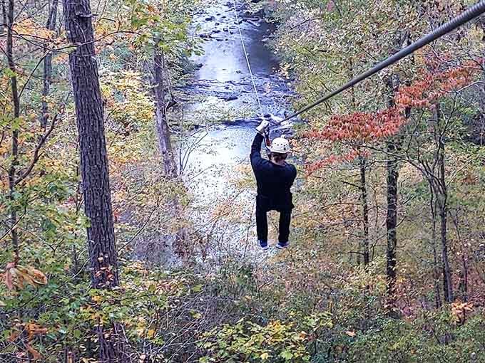 Soaring over Snake Creek Gorge, this zipline rider proves Georgia's backyard is anything but boring.