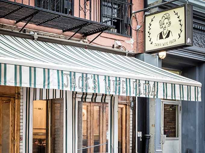 That striped awning alone already feels like New York saying, &ldquo;Yes, this is the one.&rdquo;