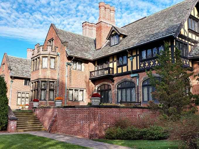Tudor Revival brick and timber that makes you wonder if Hogwarts has an Ohio branch office.