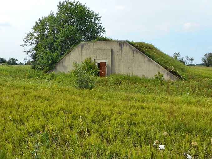 Grass, concrete, and time doing their quiet thing together out on the open prairie.