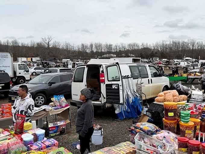 The outdoor market sprawls like a retail carnival where vendors set up shop and bargain hunters find their happy place.