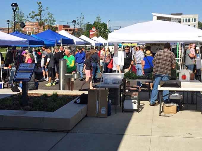 The bustling crowd and vibrant atmosphere show why this market has become a beloved weekend tradition for the Noblesville community.
