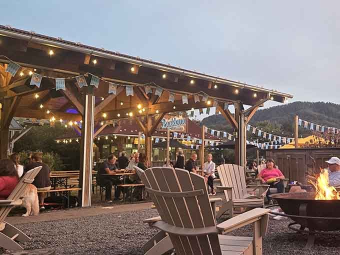 Adirondack chairs, a fire pit, and mountain air. Honestly, your living room couch never stood a chance against this setup.