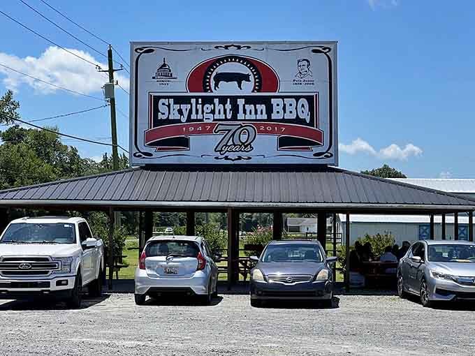 That big bold sign says it all &mdash; Skylight Inn BBQ has been earning its reputation since 1947.