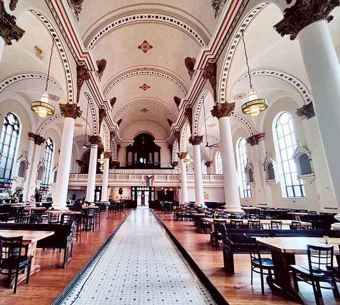 Drinking beer beneath soaring arches and painted ceilings feels like the best kind of divine intervention imaginable.