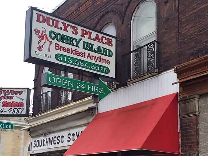 That green arrow pointing "Open 24 Hrs" isn't just a sign, it's a promise Detroit has trusted for generations.