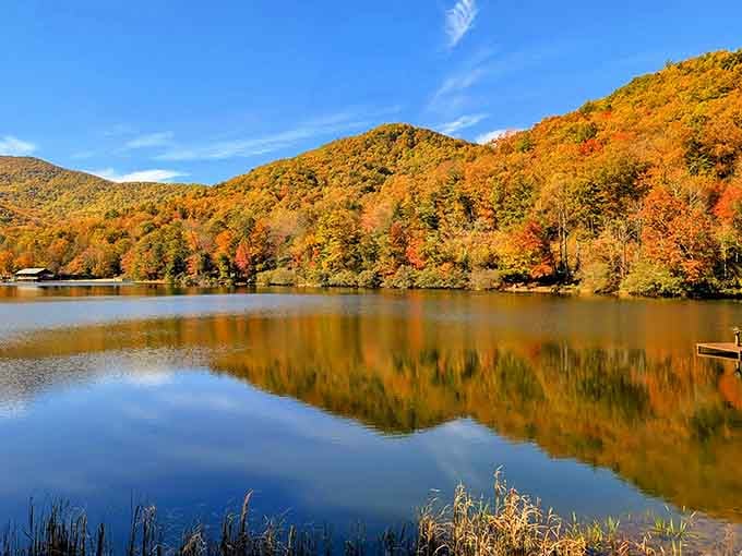 Nature decided to show off, and Lake Trahlyta caught every bit of it in perfect reflection.