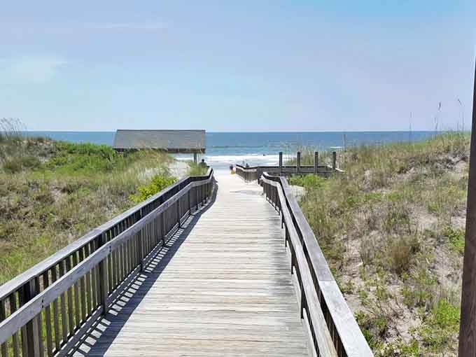 This boardwalk is your red carpet entrance to a beach that hasn't been ruined by civilization's worst impulses yet.
