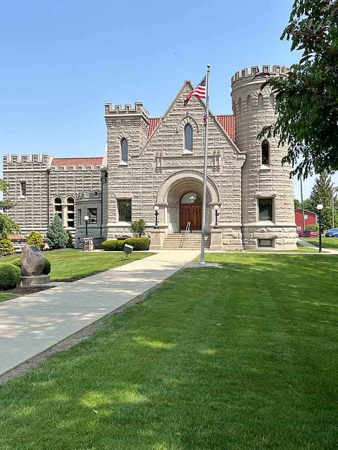 When your local library looks like it could repel a siege, you know someone took reading seriously.