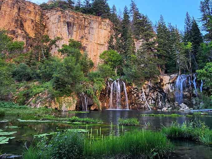 Those waterfalls cascading into turquoise perfection make you wonder if Mother Nature moonlights as an interior designer.