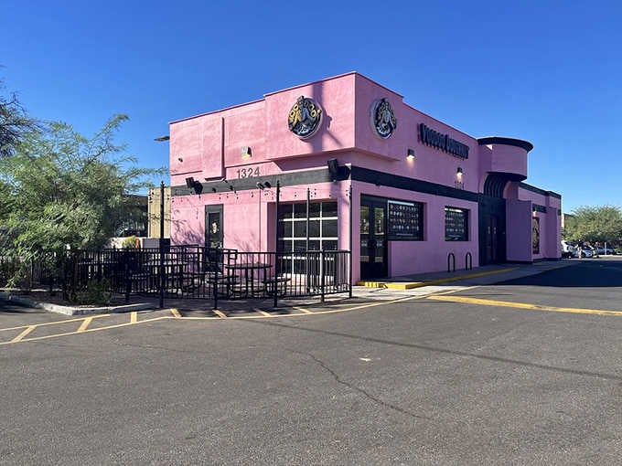 That pink building on Rural Road isn't subtle, and neither are the donuts waiting inside.
