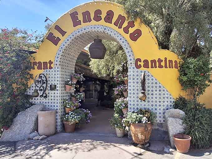 That yellow tiled archway isn't just an entrance, it's a full-on invitation to forget your troubles.