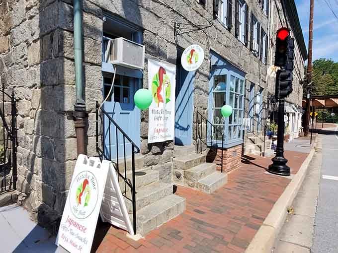 Historic stone walls, blue-trimmed windows, and a Japanese gift shop inside. Ellicott City never runs out of surprises.