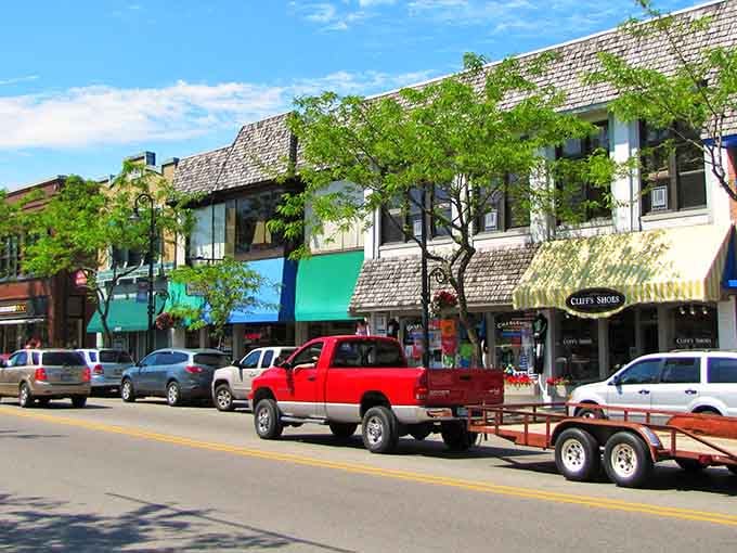 Explore the beautiful, historic brick architecture lining the streets of this charming Michigan town on a lovely day out.