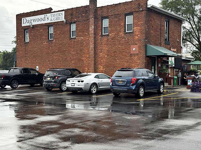 A packed parking lot on a rainy day says everything you need to know about how good Dagwood's Tavern & Grill really is!