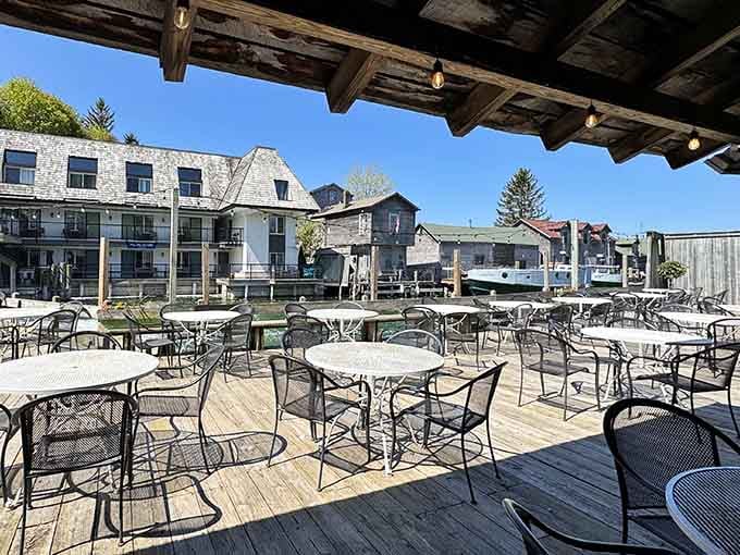 That sprawling waterfront deck overlooking historic Fishtown is where your summer dining dreams come true, boats included.