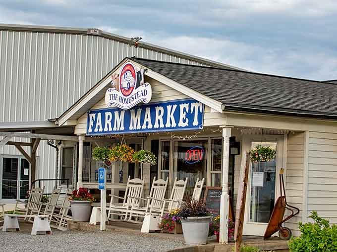 That big blue "Farm Market" sign isn't just a welcome, it's a promise that something genuinely good waits inside.