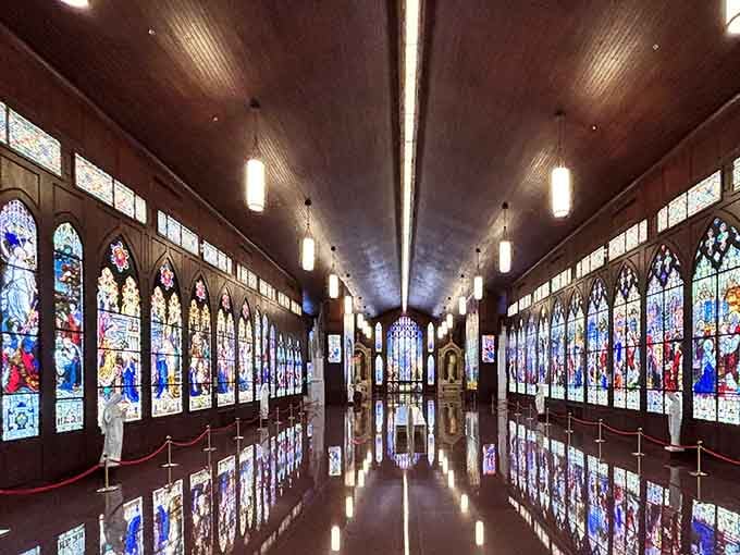 Color explodes in every direction inside the Gelman Stained Glass Museum, and your jaw will follow suit.