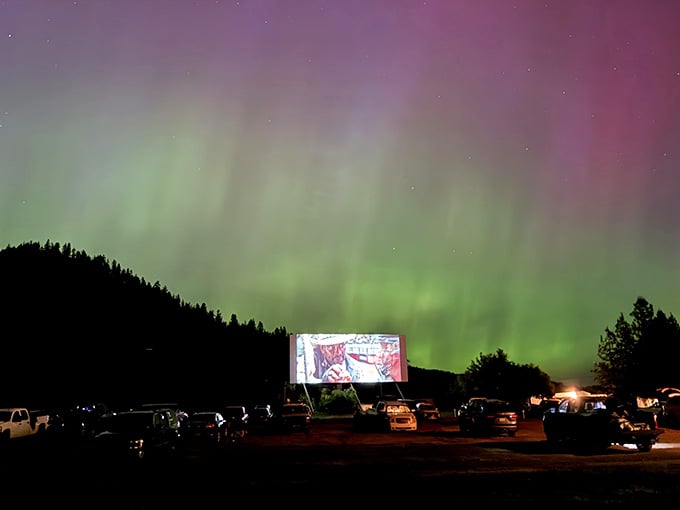 When the northern lights crash your movie night, you don't complain. You just sit there speechless.