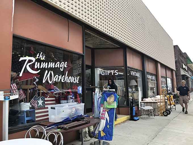 The unassuming storefront hides a universe of secondhand possibilities where treasure hunters lose track of time completely.