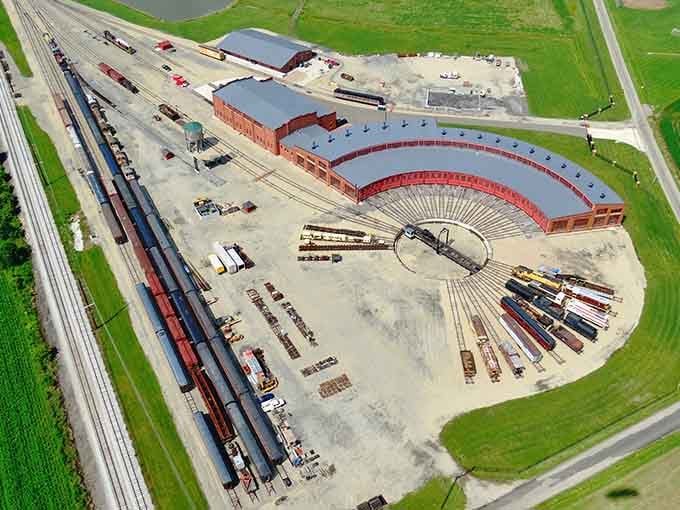 From above, the Age of Steam Roundhouse looks like something a very serious train-loving architect dreamed up.
