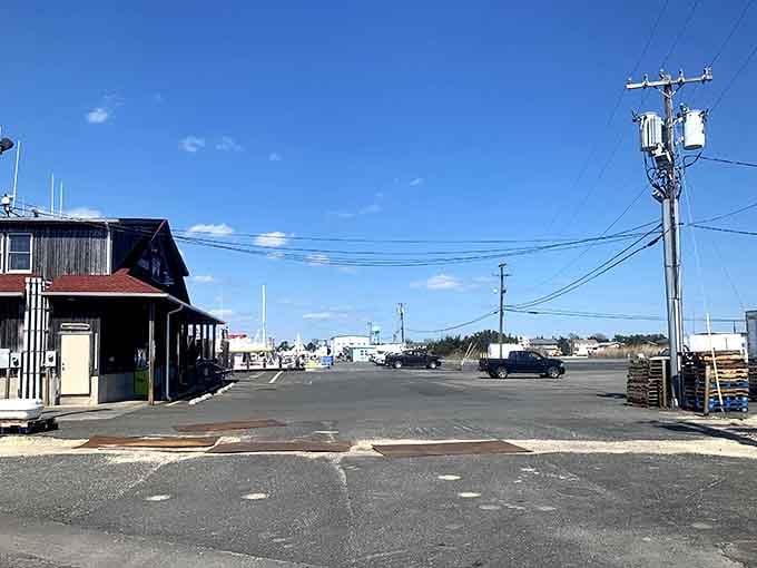The main drag of Viking Village looks like a working waterfront should: weathered, authentic, and completely unpretentious.