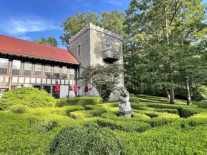 Stone towers rising from Ohio forest like a medieval fever dream that somehow became your weekend plans.