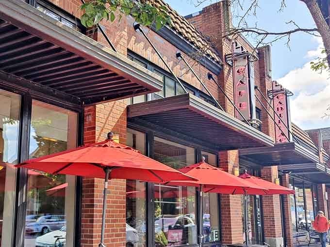 Those red umbrellas aren't just for show; they're marking the spot where your next great meal awaits.