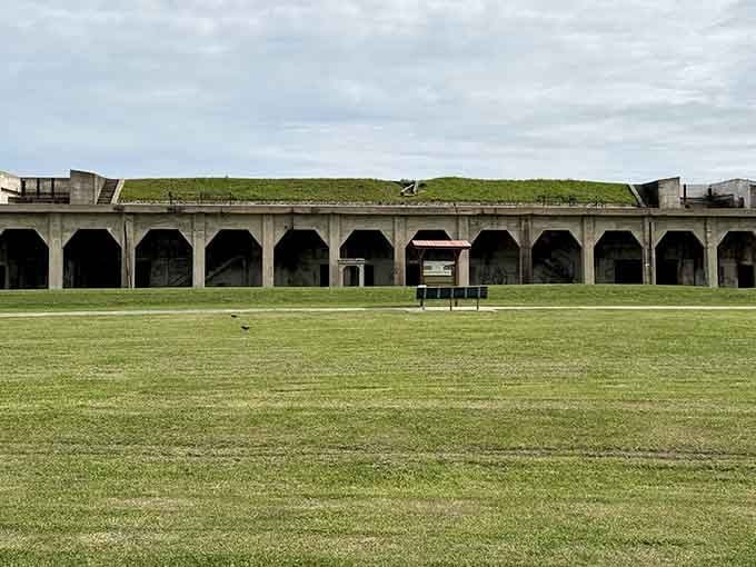 Grass on the roof, history in the walls. Fort Travis doesn't need a sign to demand your attention.