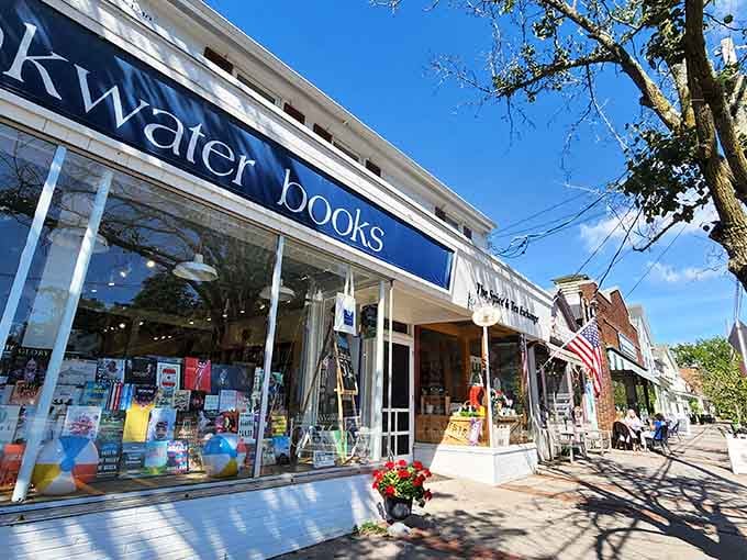 That bold blue Breakwater Books awning is basically a bat signal for anyone who loves a great read.