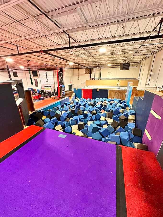 The foam pit that catches you when parkour doesn't go as planned, which is more often than expected.